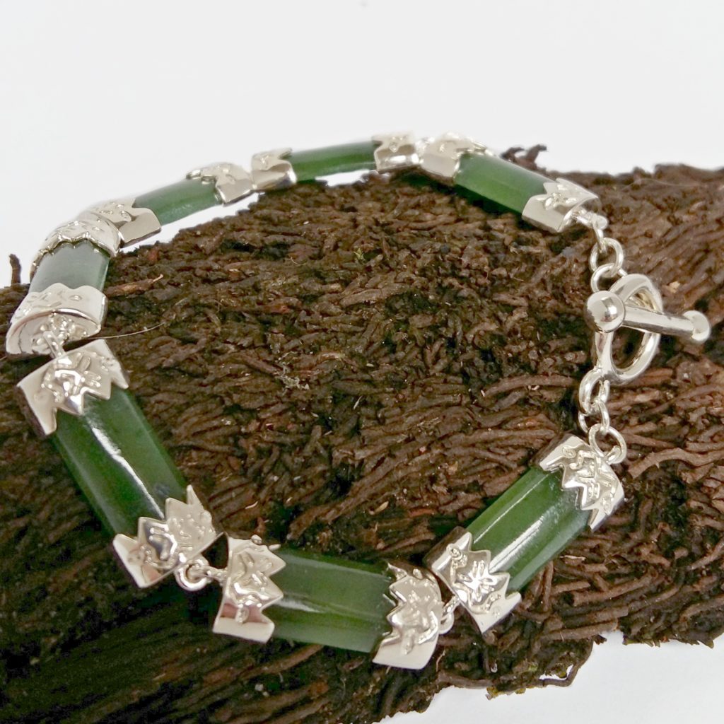 Gorgeous Sterling Silver Greenstone Bracelet - D M Jewellery